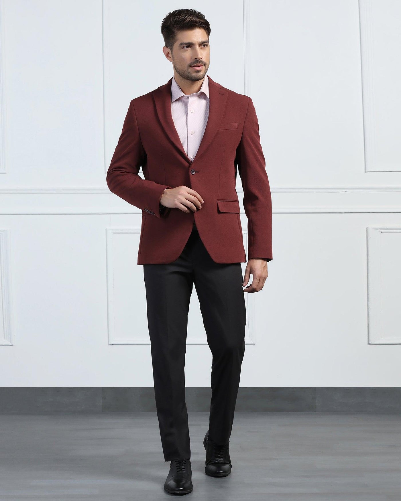 Buy Formal Maroon Textured Blazer from Morris Collection