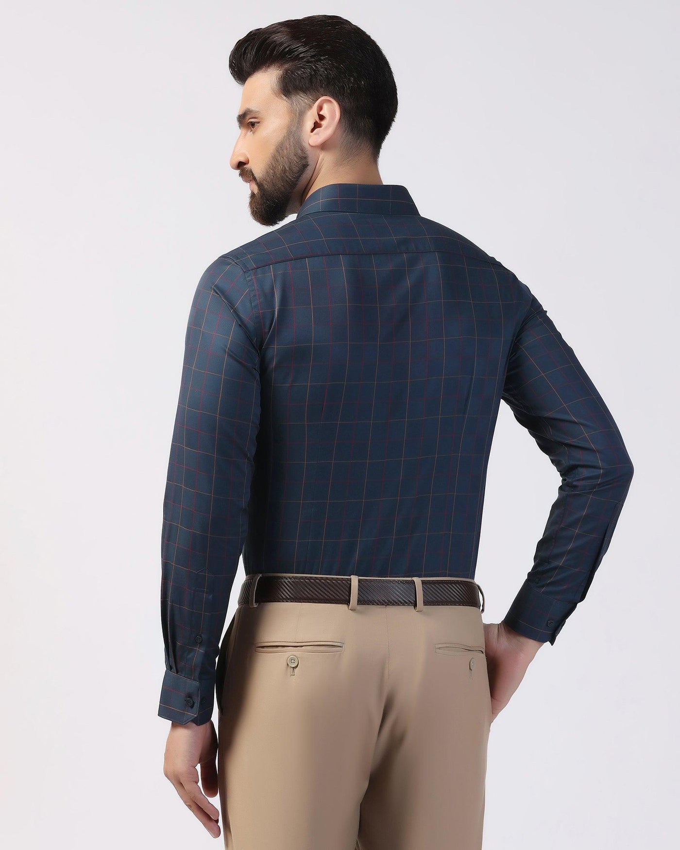 Formal Navy Check Shirt - Boston