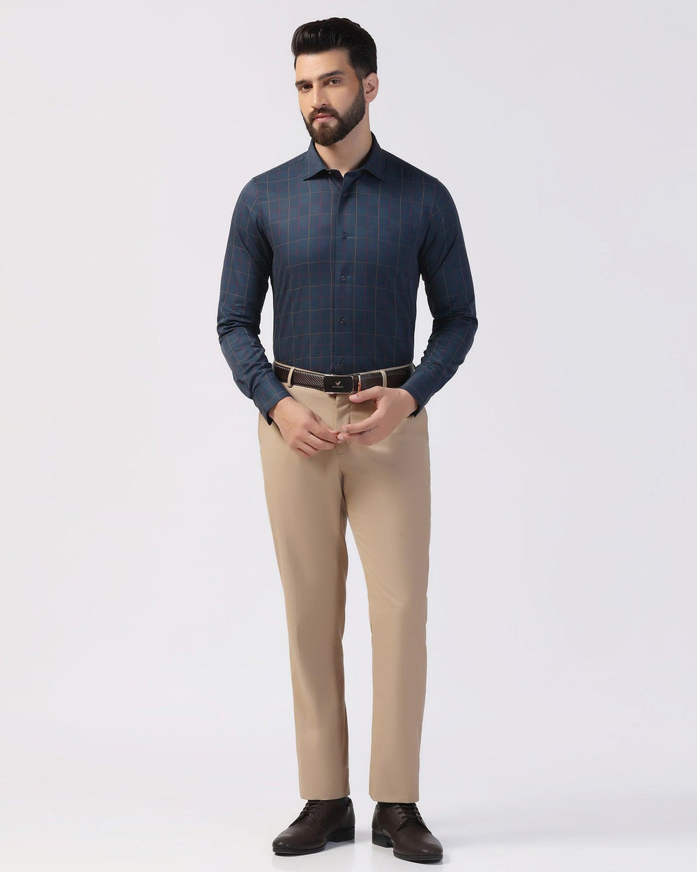 Formal Navy Check Shirt - Boston