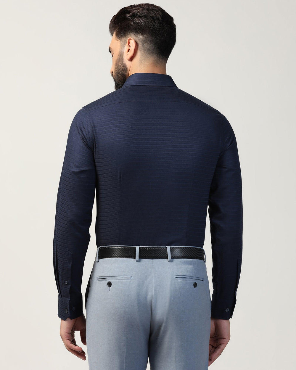 Formal Navy Horizontal Stripe Shirt - Bran