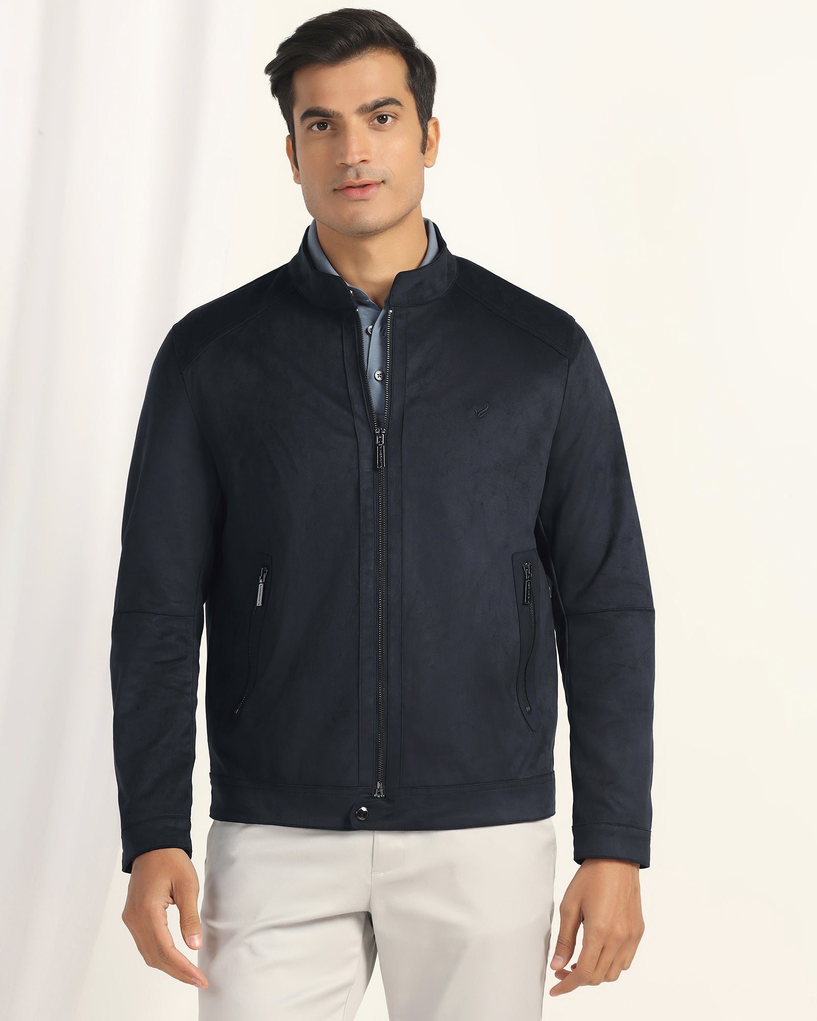 Formal Navy Solid Zipper Jackets - Gosling