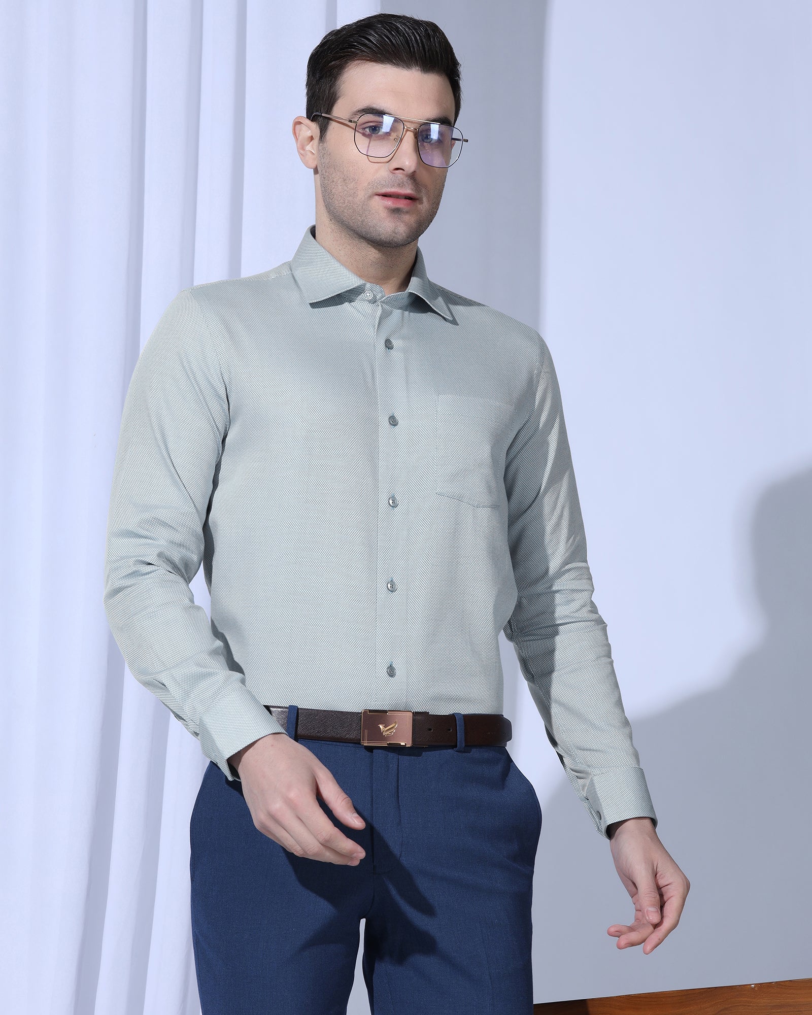 Buy Quent Olive Textured Shirt Online India