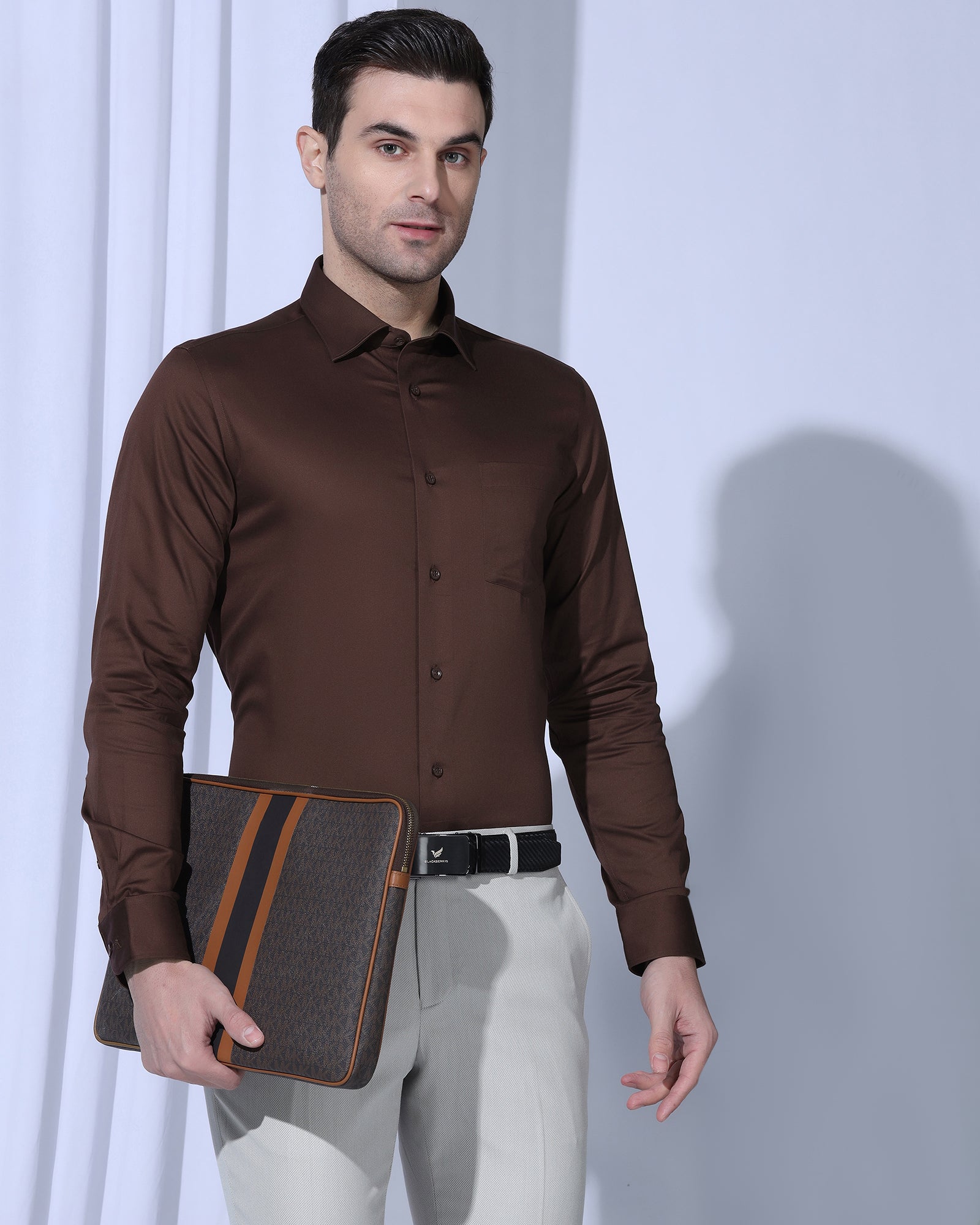 Buy Georgia UnWrinkle Rust Solid Shirt Online India