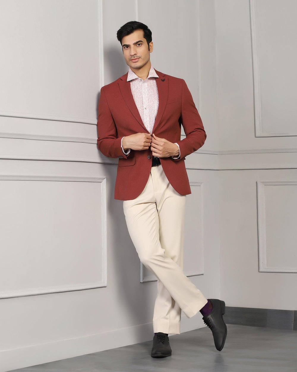 Buy Formal Rust Textured Blazer from Garwin Collection