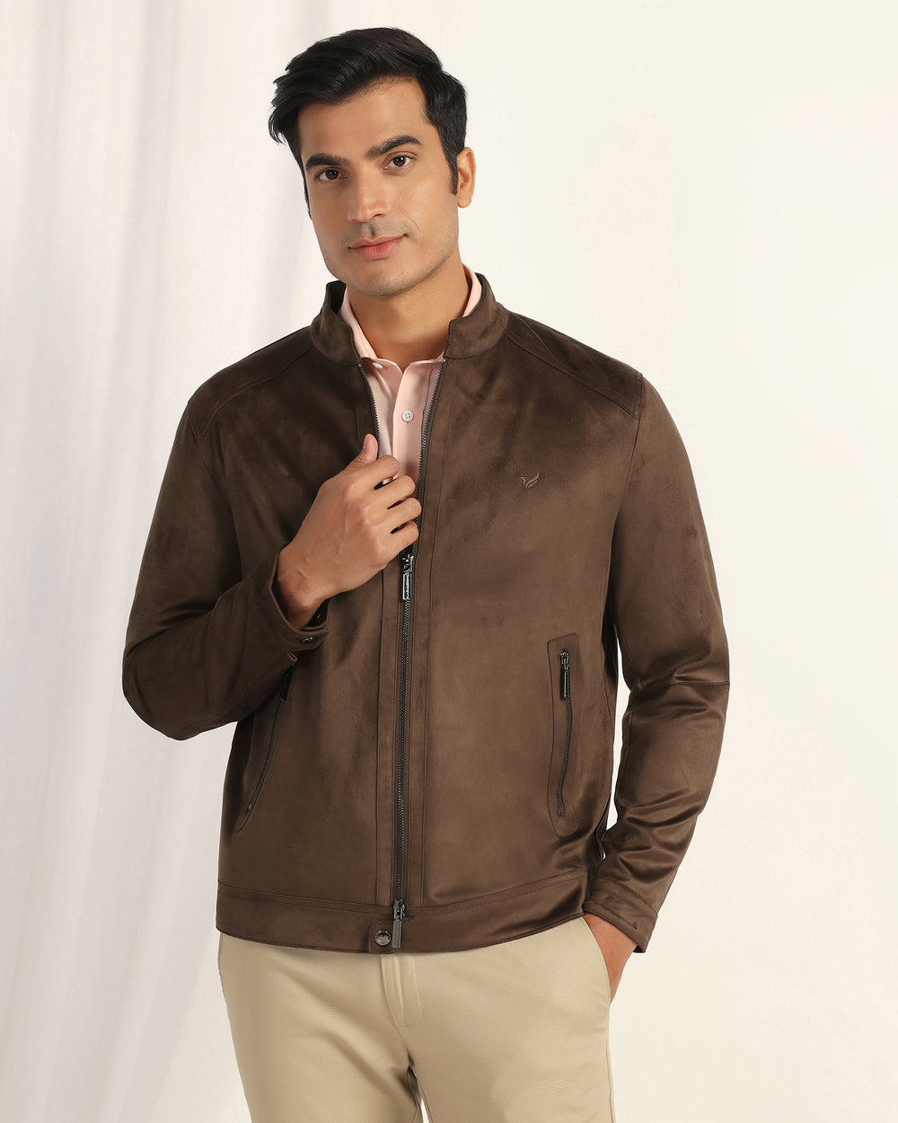 Formal Tan Solid Zipper Jackets - Gosling