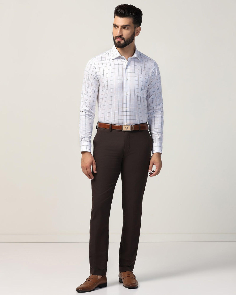 Formal White Check Shirt - Boston