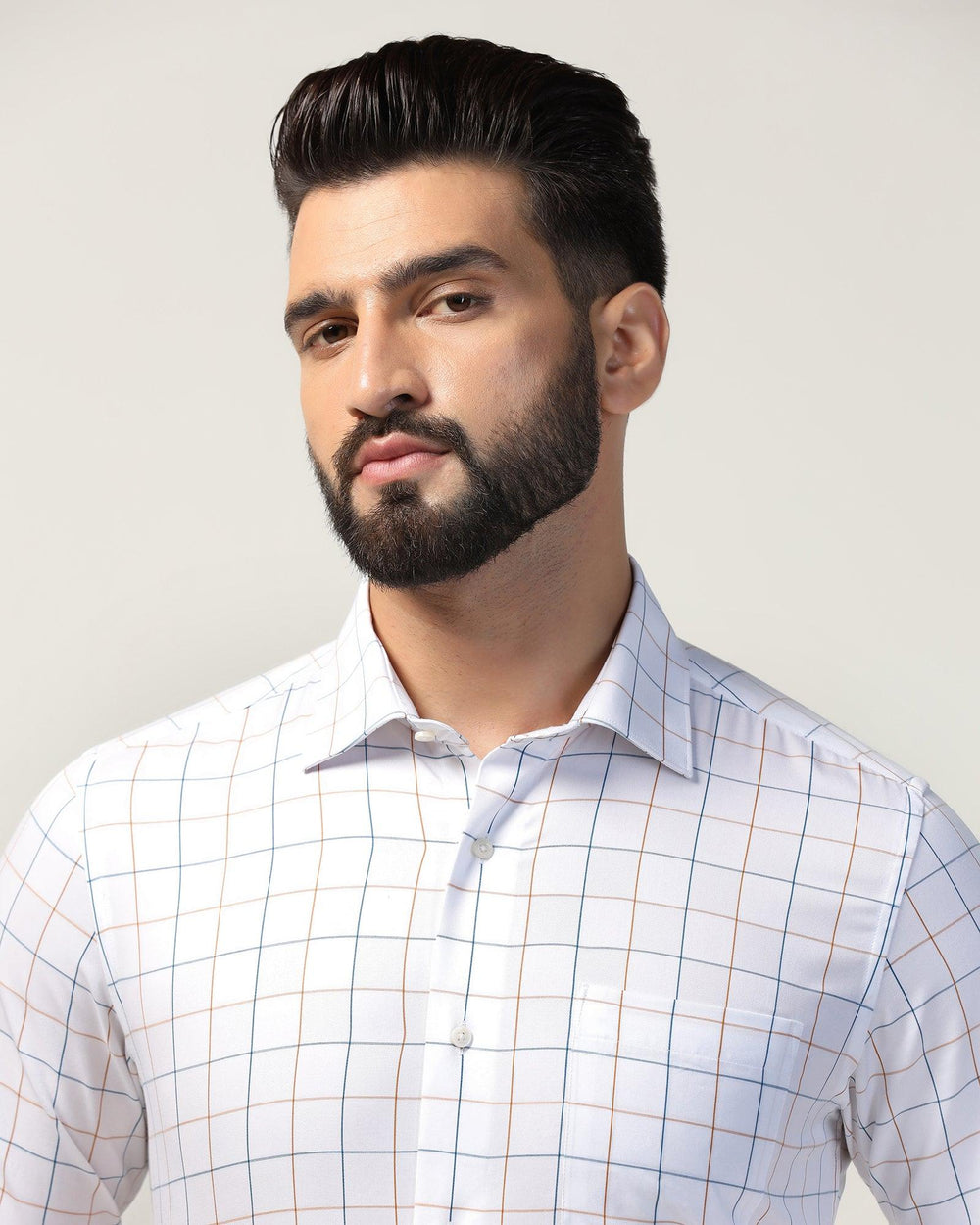 Formal White Check Shirt - Boston