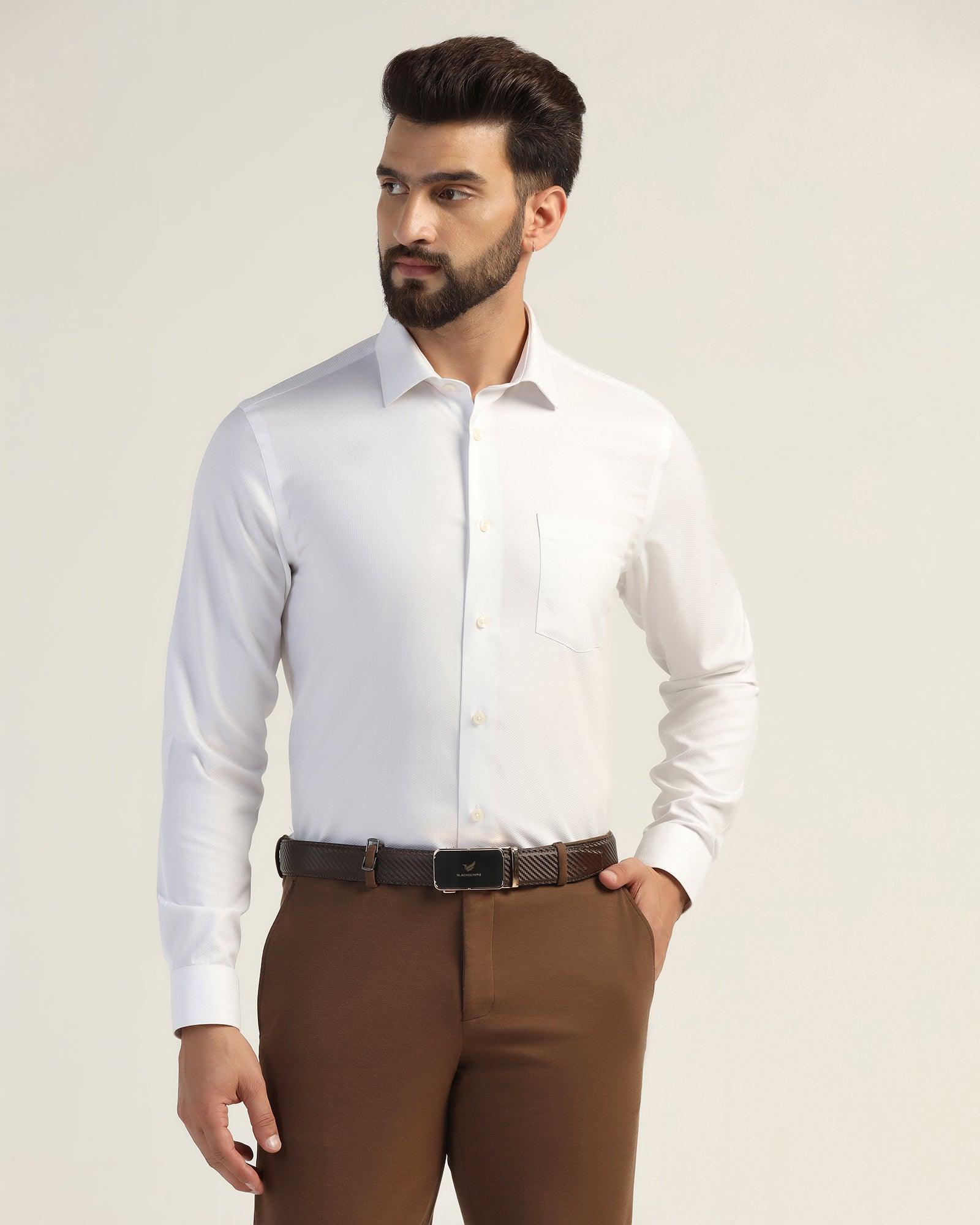 Formal White Textured Shirt - E31