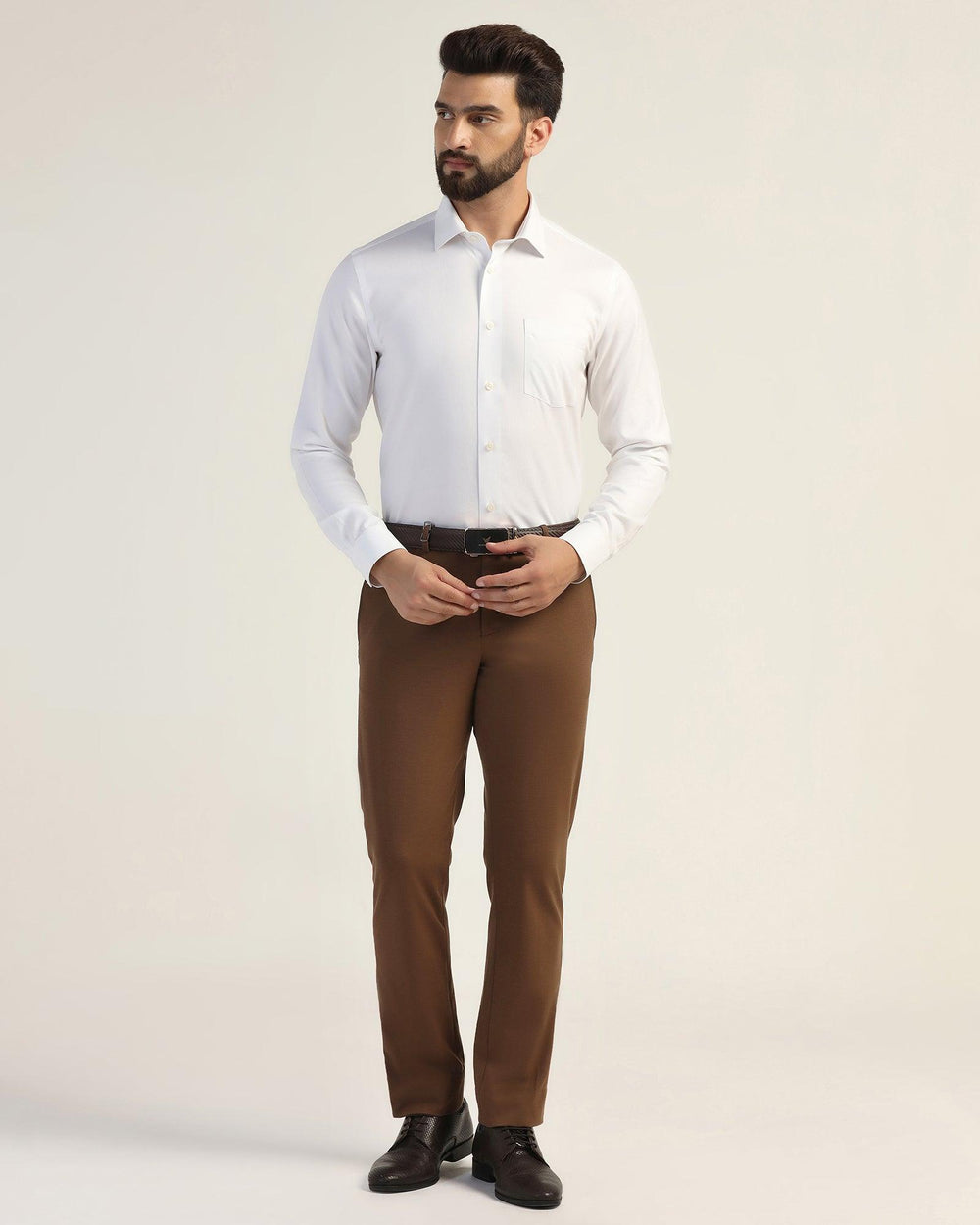 Formal White Textured Shirt - E31