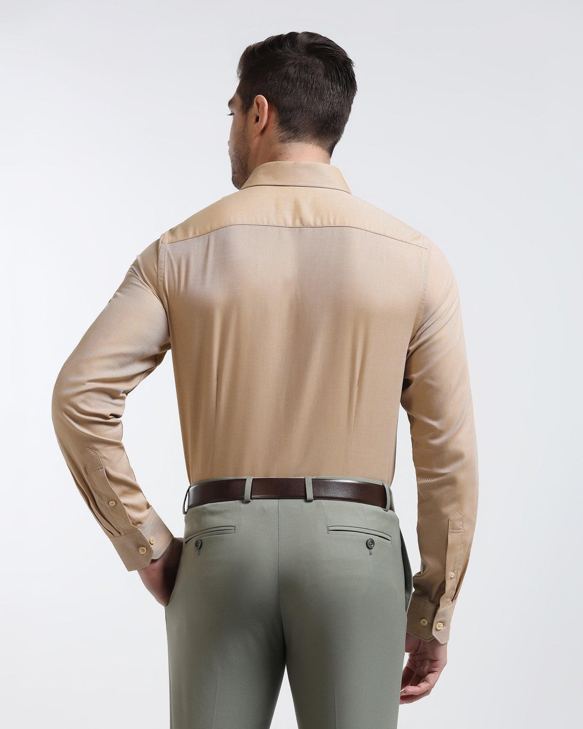 Buy Formal Yellow Textured Shirt from Brat Collection