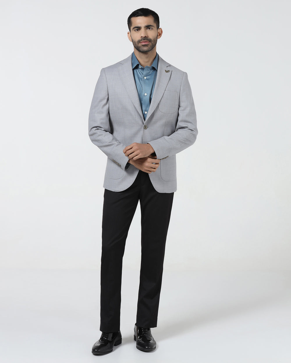 Grey Luxe Solid Blazer - Randal