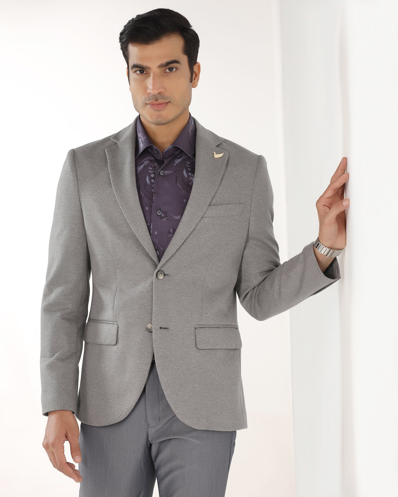 Grey Luxe Textured Blazers - Baleno