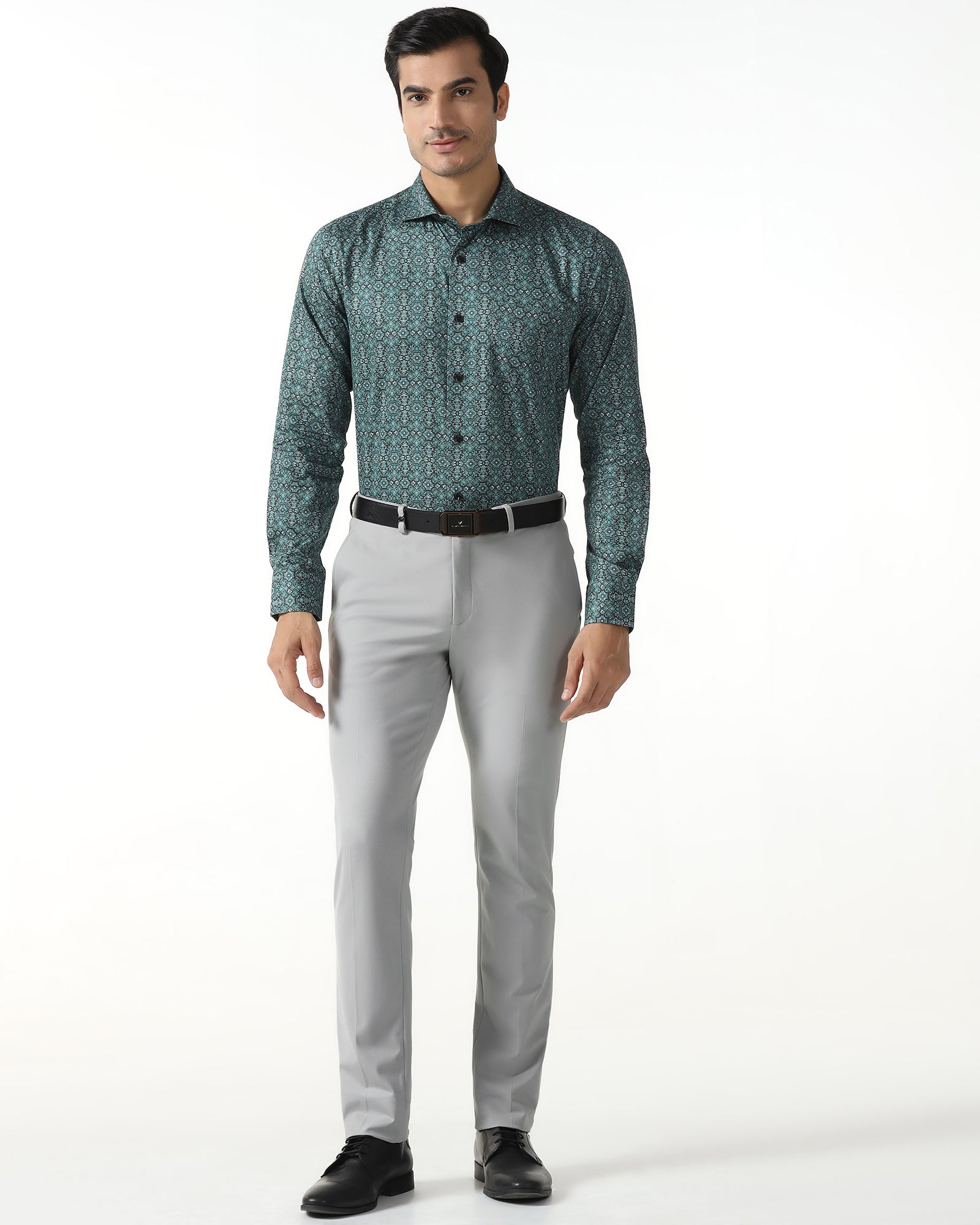 Buy Grey Solid Trouser from Oak Collection from Blackberrys
