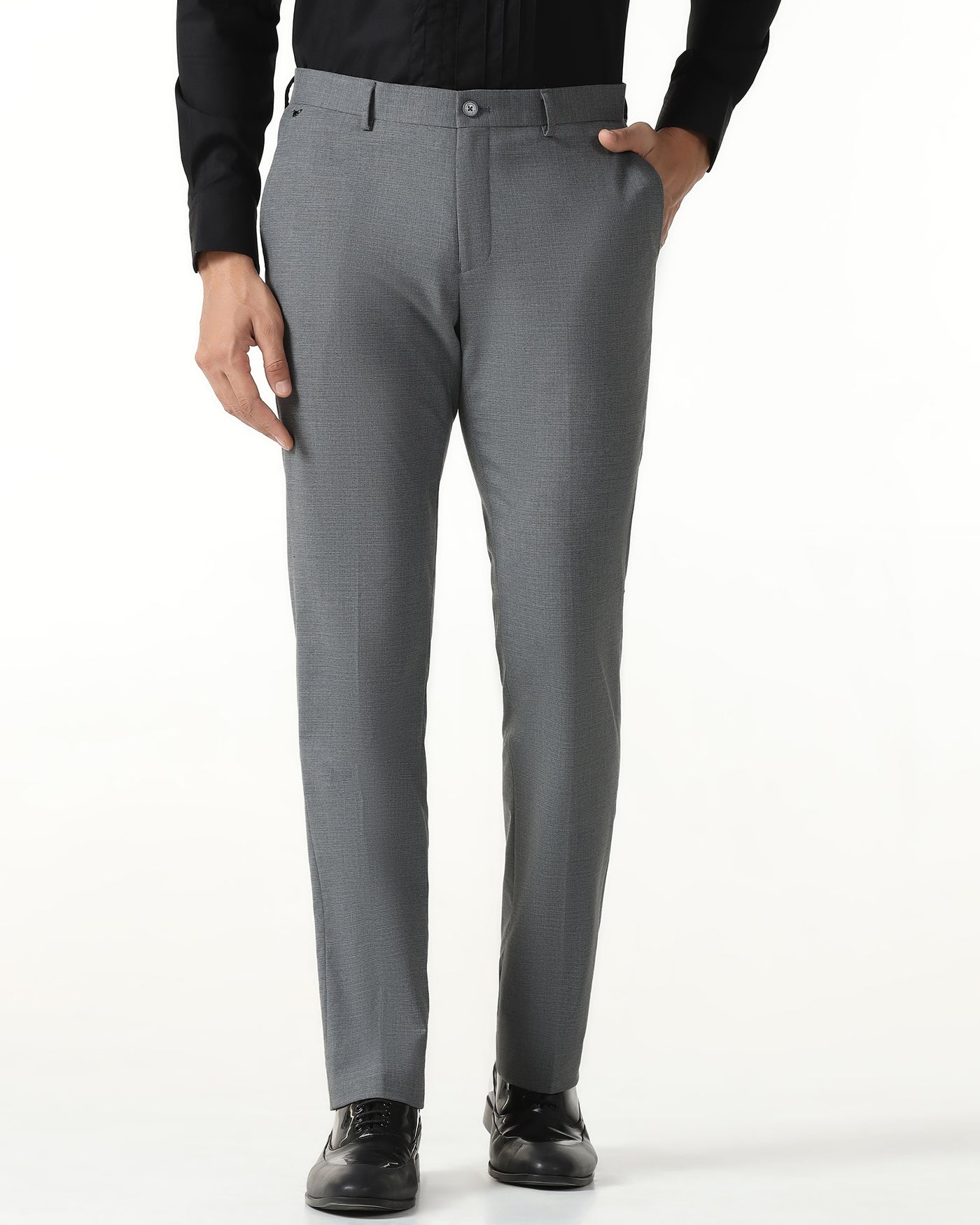 Buy Grey Textured Trouser from Barrel Collection Online