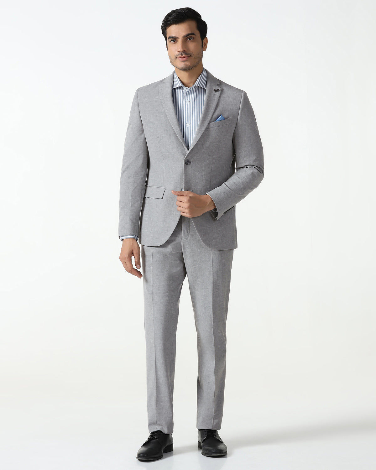 Buy Grey Two Piece Solid Suit From Jerret Collection Online