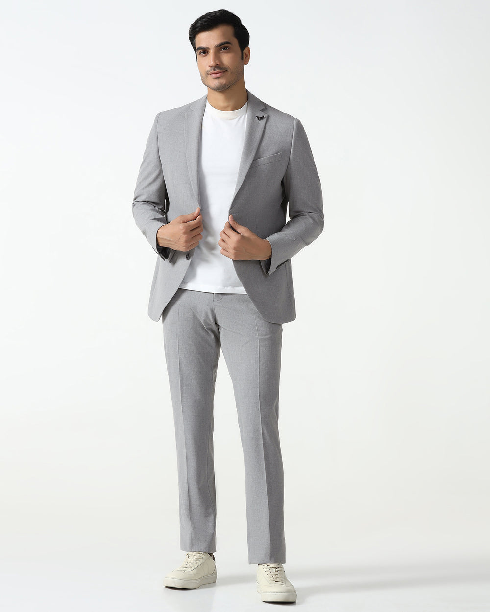 Buy Grey Two Piece Solid Suit From Jerret Collection Online