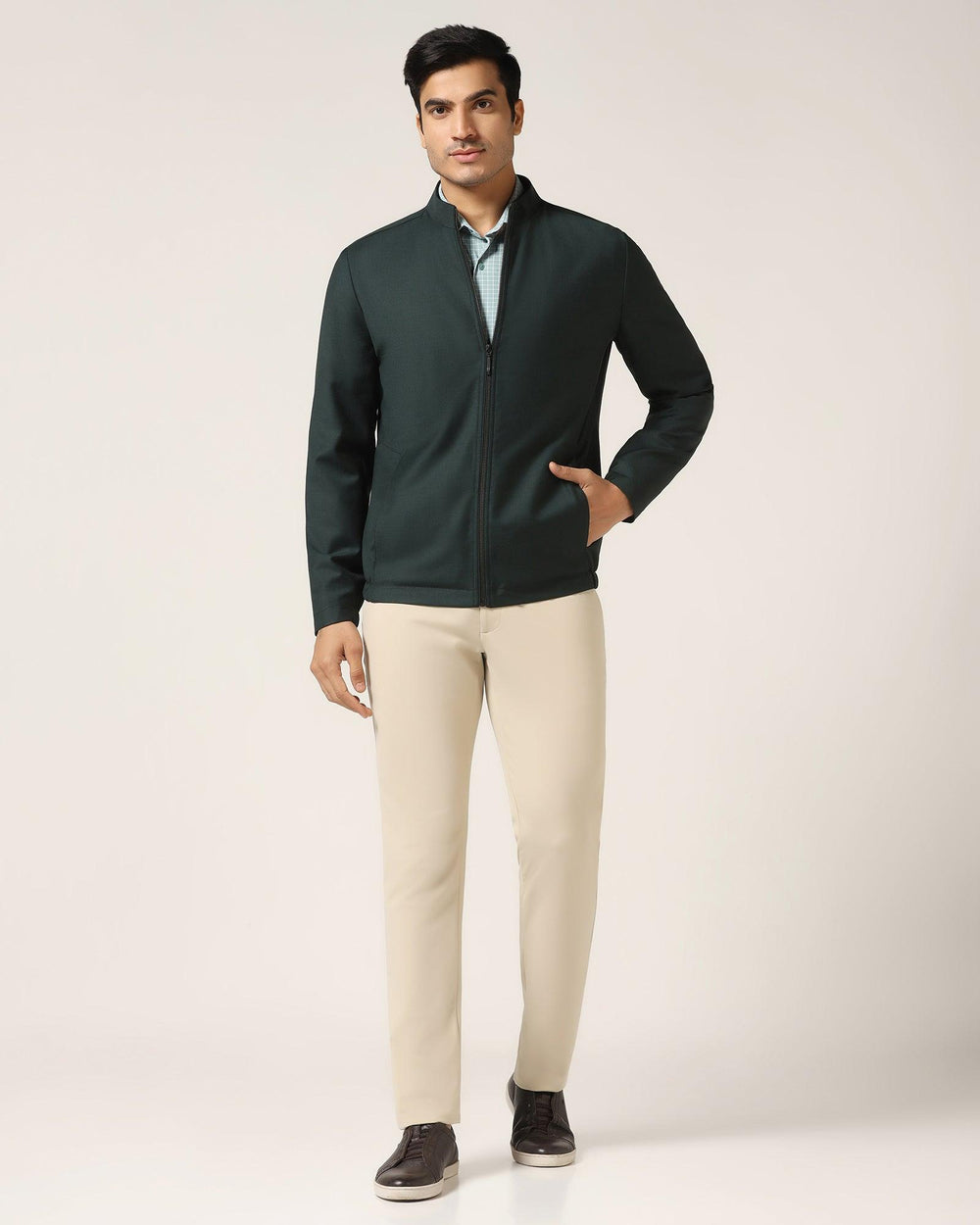 Buy TechPro Green Solid Zipper Jacket from Zeno Collection