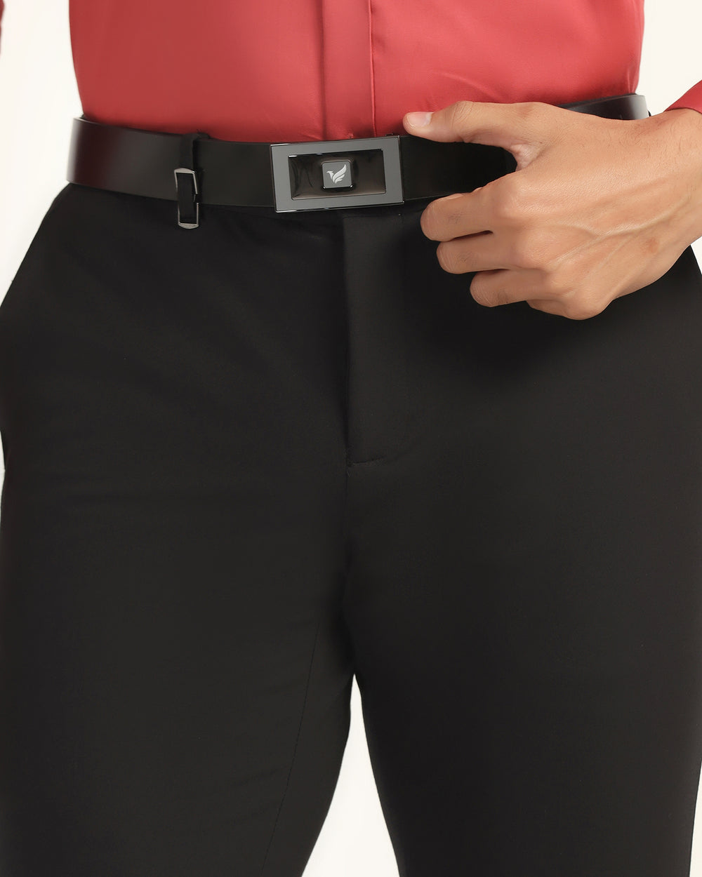 Buy Visna Black Solid Leather Belt Online India