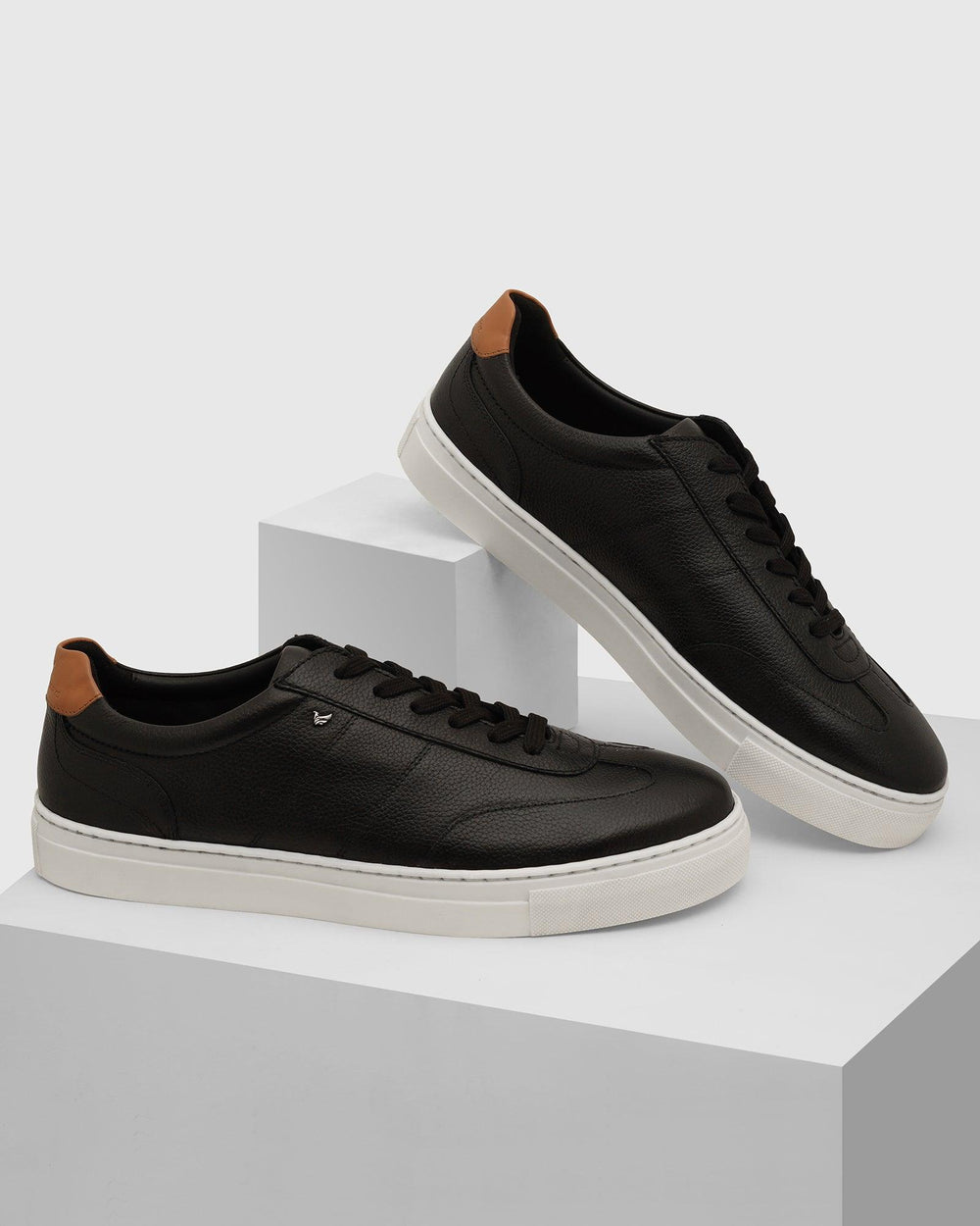 Buy Leather Jet Black Solid Sneakers From Tablet Collection