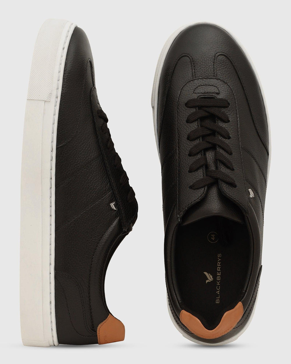 Buy Leather Jet Black Solid Sneakers From Tablet Collection