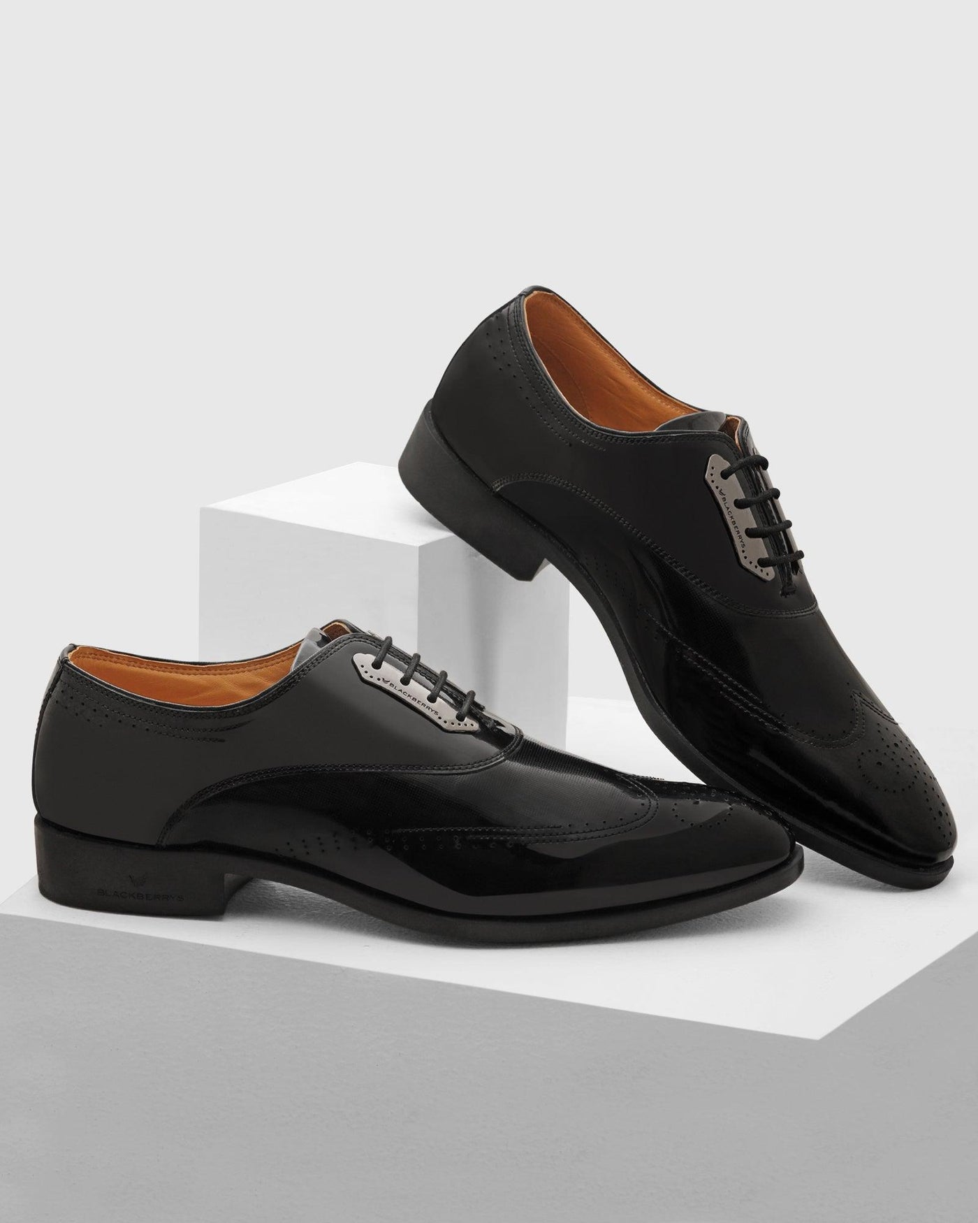 Buy Leather Black Solid Oxford Shoes From Reed Collection