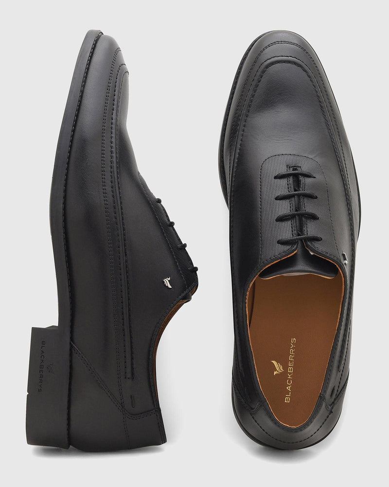 Buy Leather Black Solid Oxford Shoes From Ruby Collection
