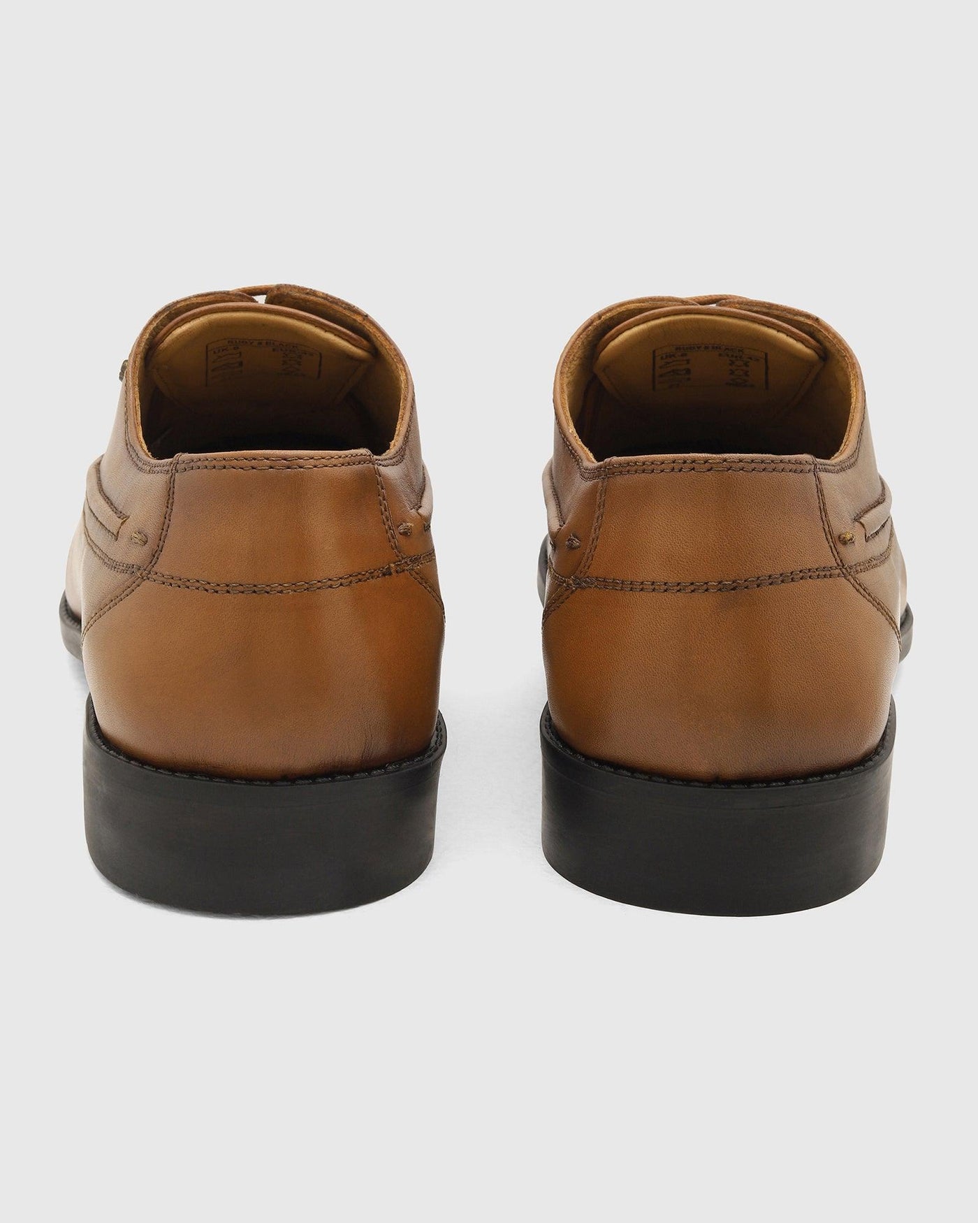 Leather Tan Solid Oxford Shoes - Ruby