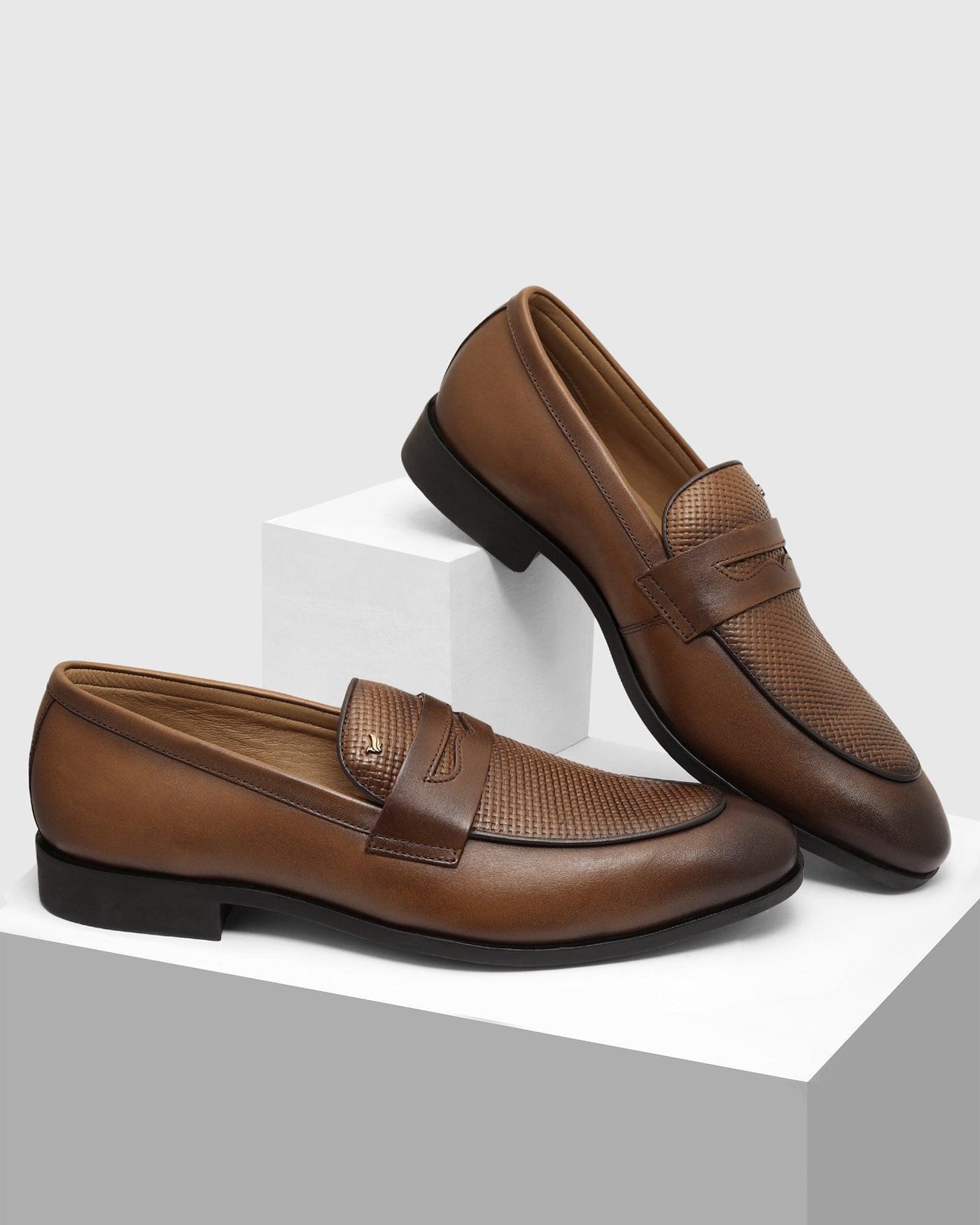 Buy Leather Tan Solid Slip On Shoes From Tanner Collection