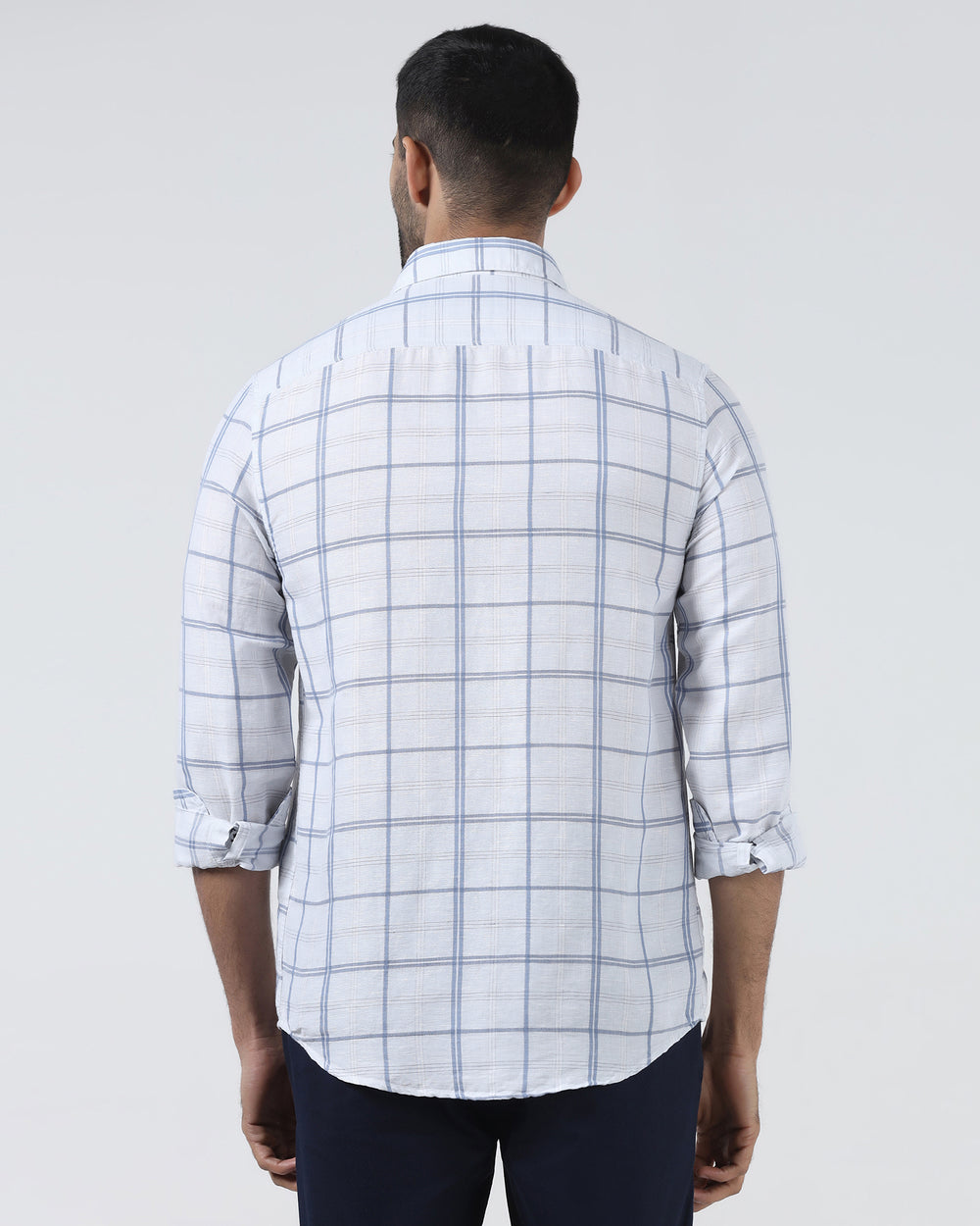 Buy Light Blue Linen Check Shirt - Jomix Online