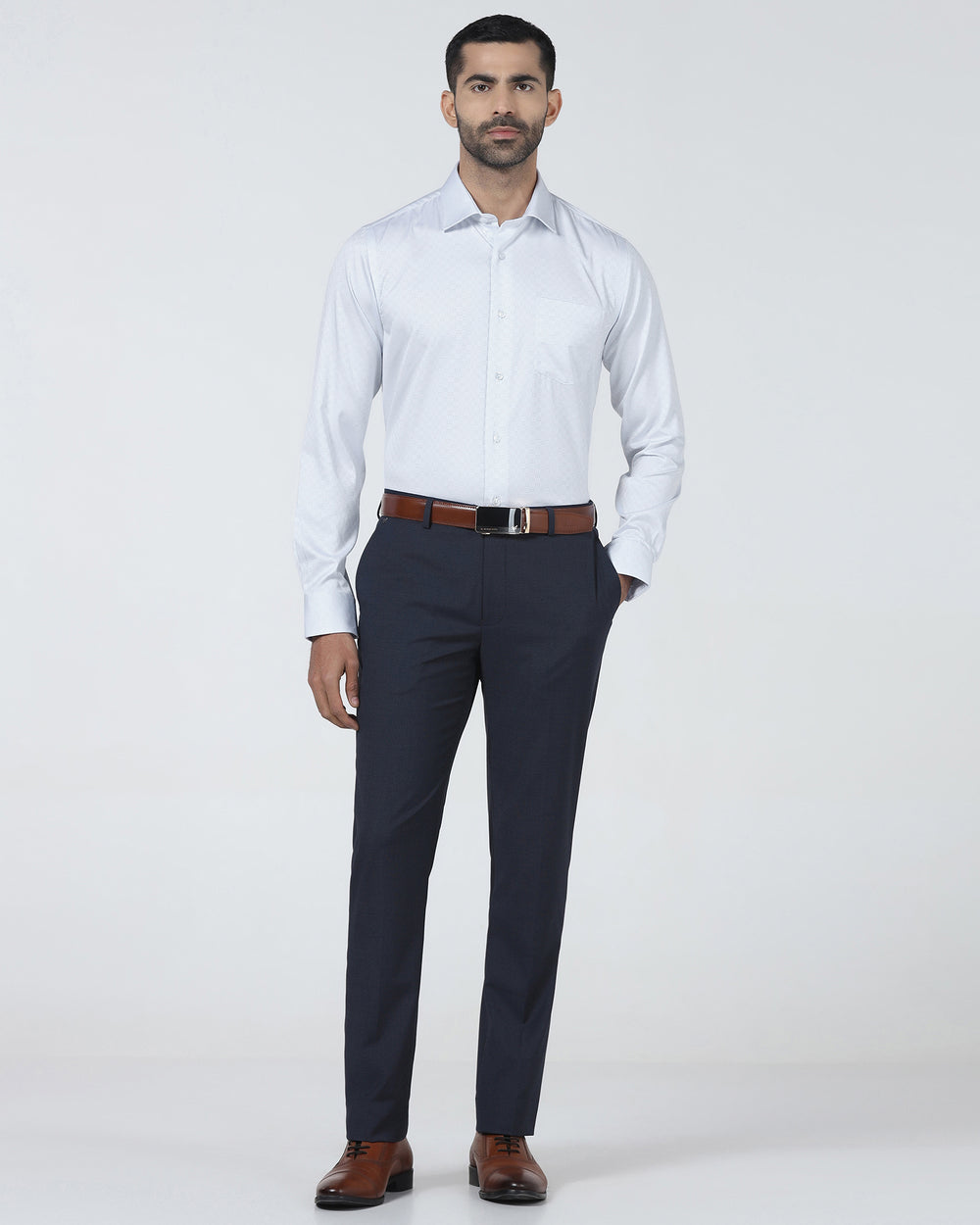 Light Blue Non Iron Textured Shirt - Easton