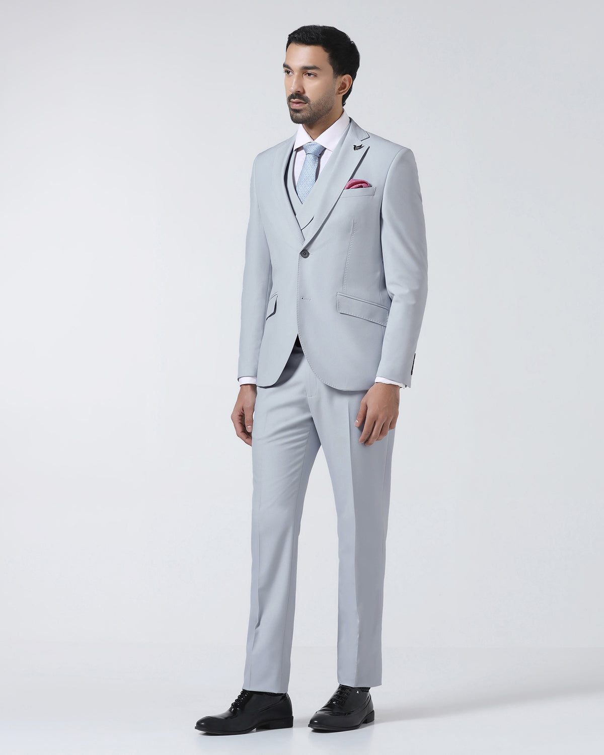 Buy Light Blue Three Piece Textured Suit - Jiddle Collection