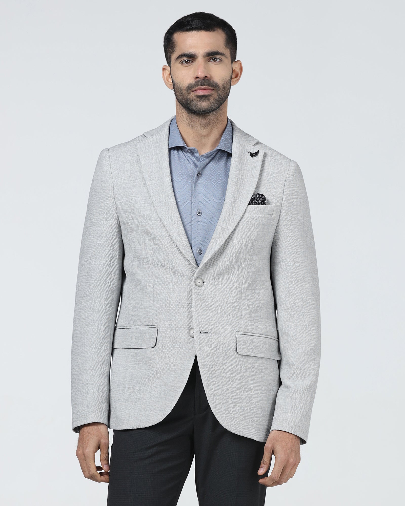 Buy Light Grey Textured Blazer - Adams Online