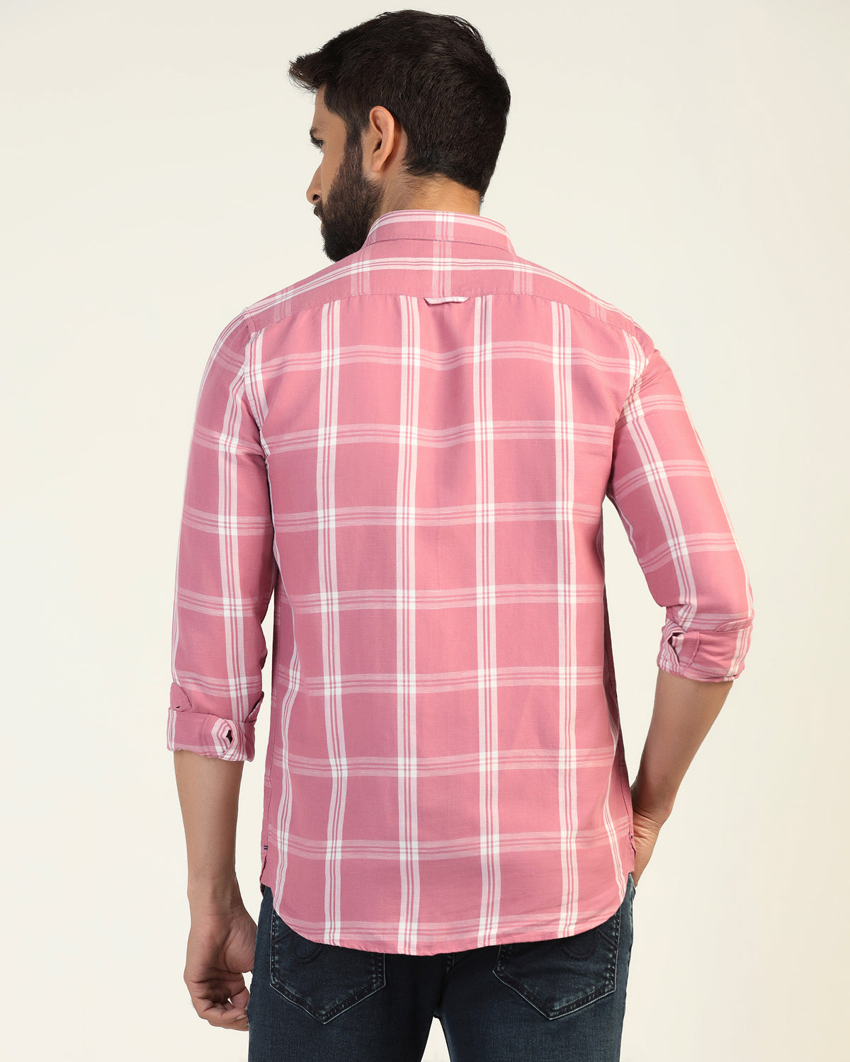 Buy Yori Pink Check Linen Casual Shirt Online India