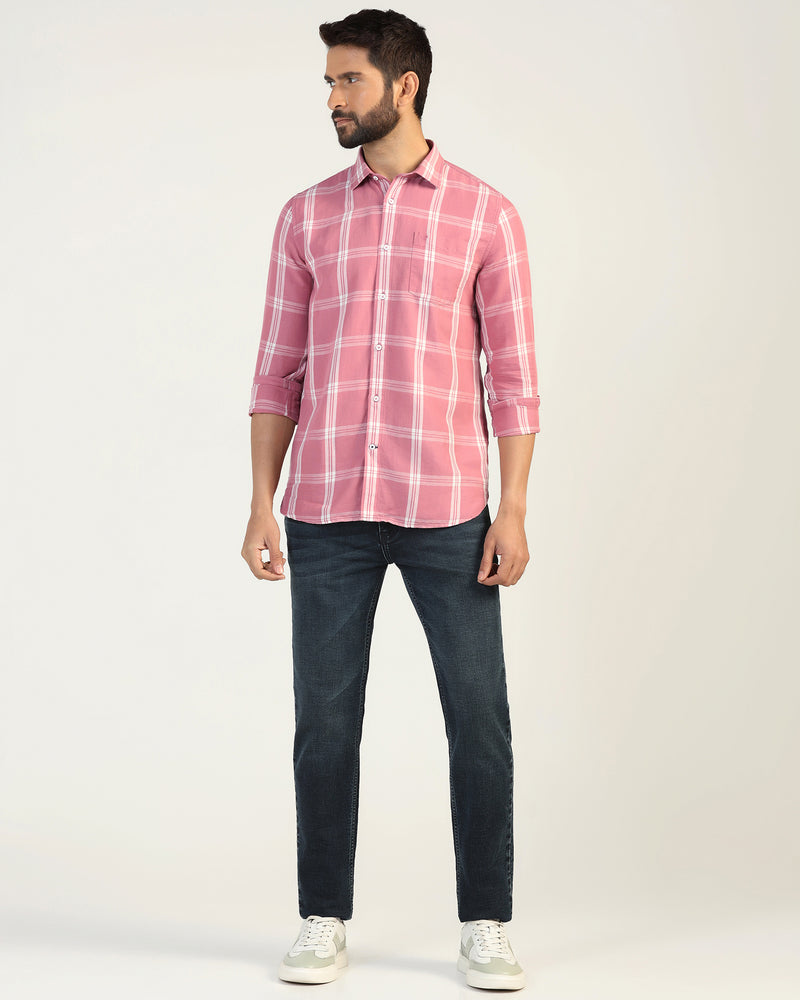 Buy Yori Pink Check Linen Casual Shirt Online India