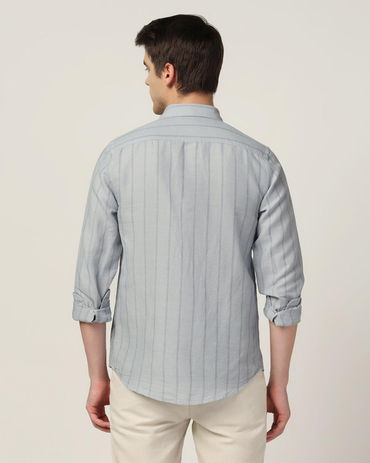 Buy Linen Casual Grey Stripe Shirt - Henry Collection