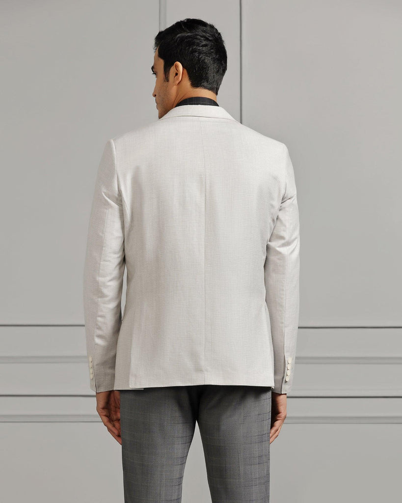 Linen Formal Light Grey Textured Blazer - Amber