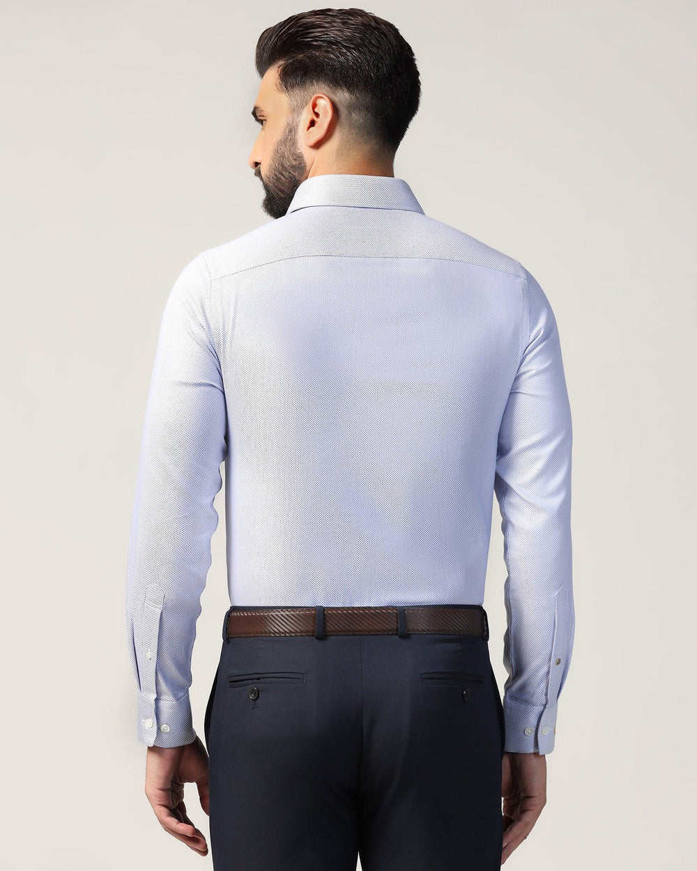 Luxe Formal Blue Textured Shirt - Plan