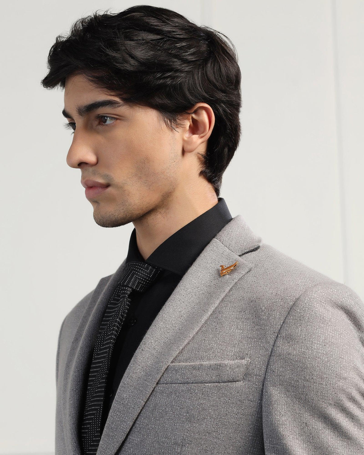 Buy Luxe Formal Grey Textured Blazer - Baleno Collection