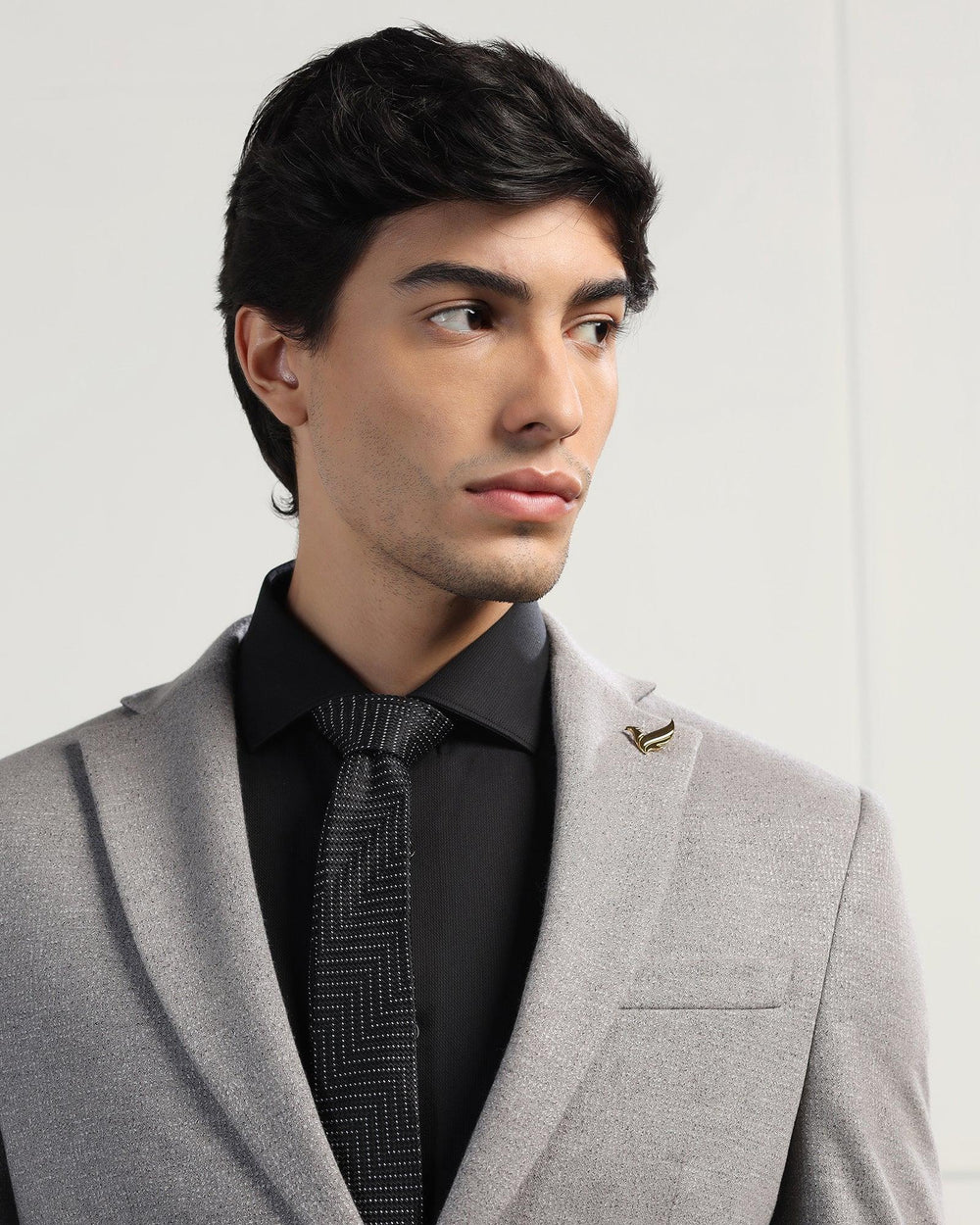 Buy Luxe Formal Grey Textured Blazer - Baleno Collection