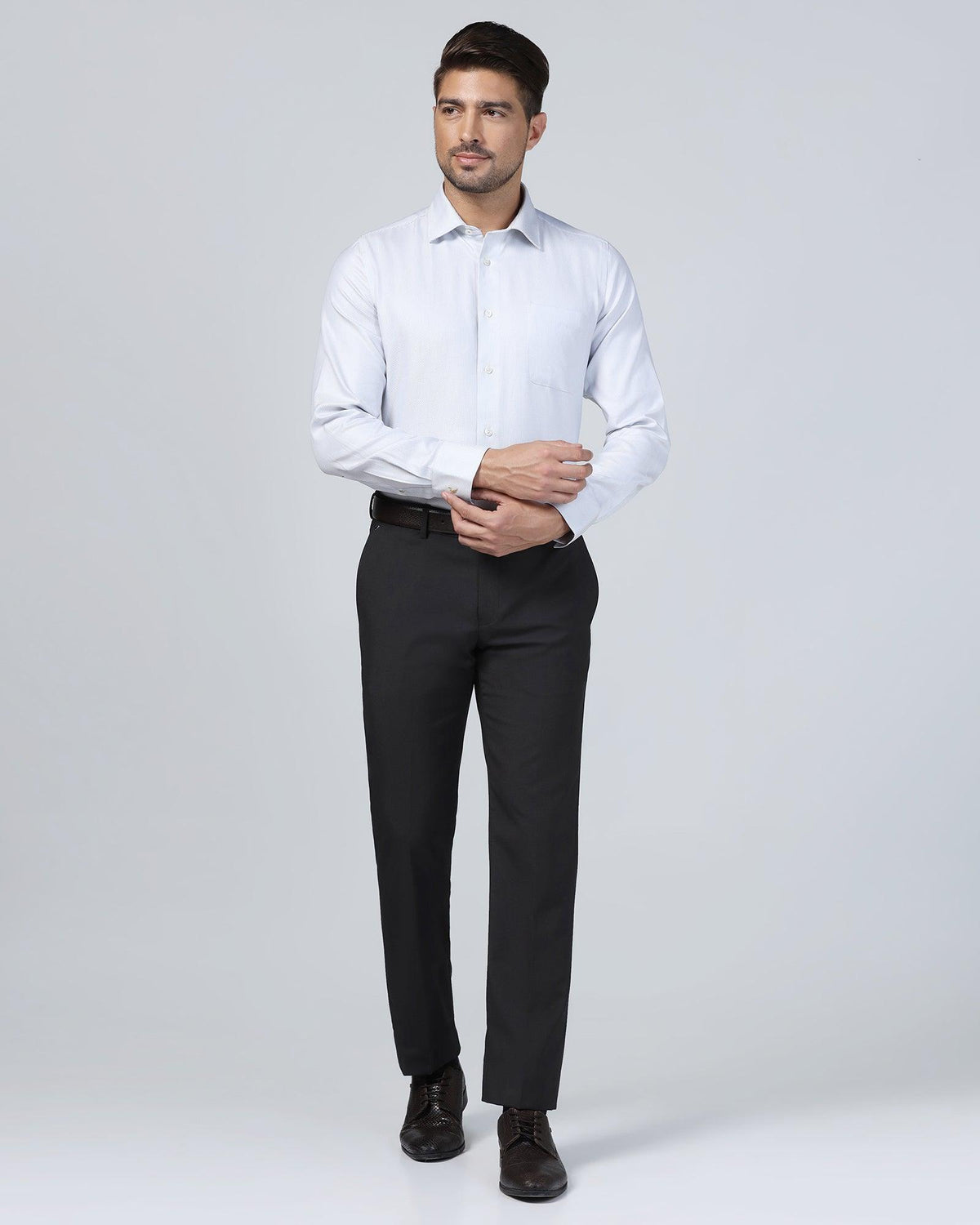 Buy Luxe Formal Grey Textured Shirt - Plan Collection