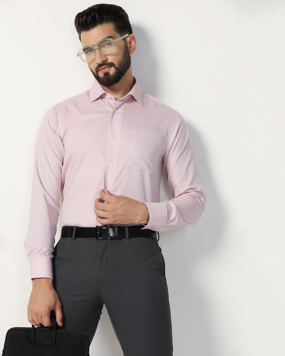 Buy Luxe Formal Pink Textured Shirt - Silas Collection