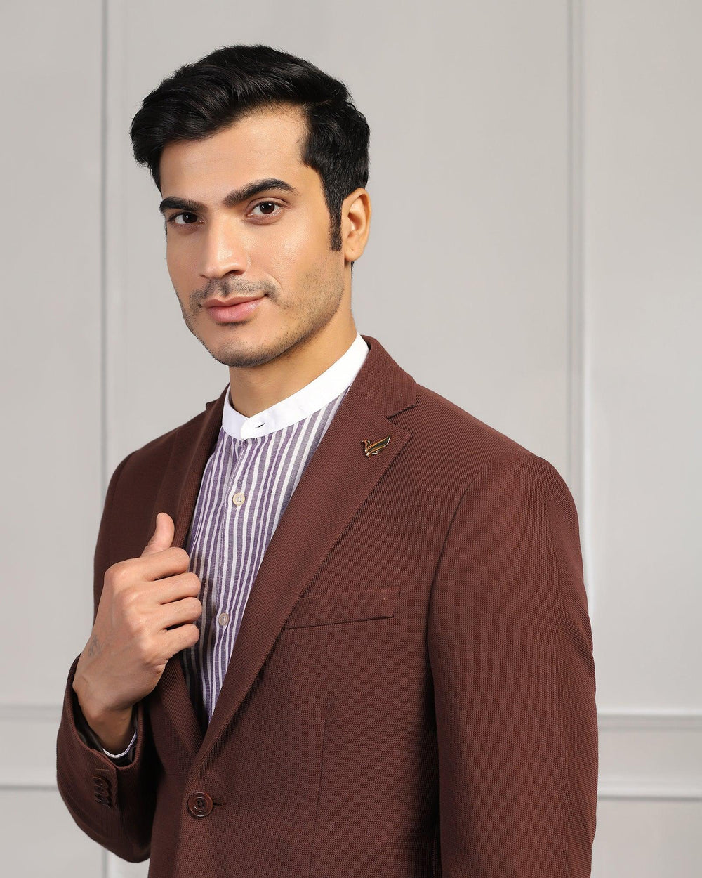 Buy Luxe Formal Rust Textured Blazer - Cannes Collection