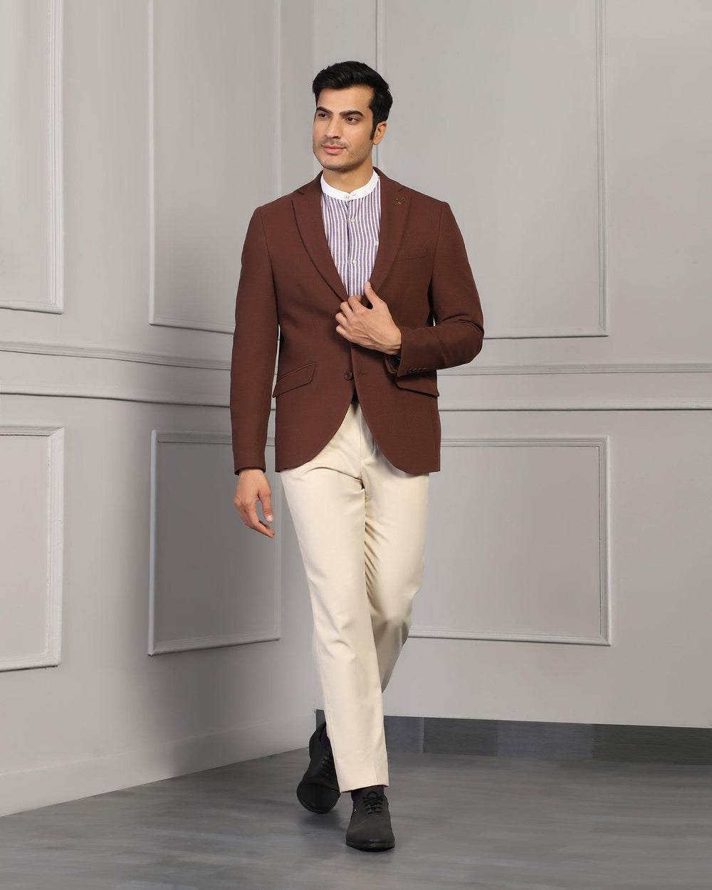 Buy Luxe Formal Rust Textured Blazer - Cannes Collection