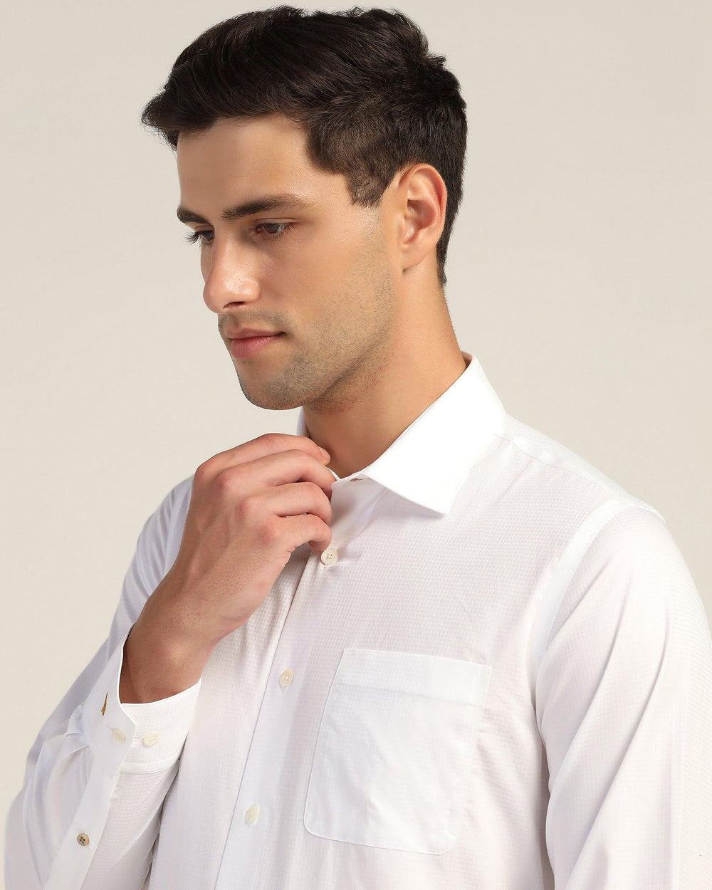 Buy Luxe Formal White Textured Shirt - Dream Collection