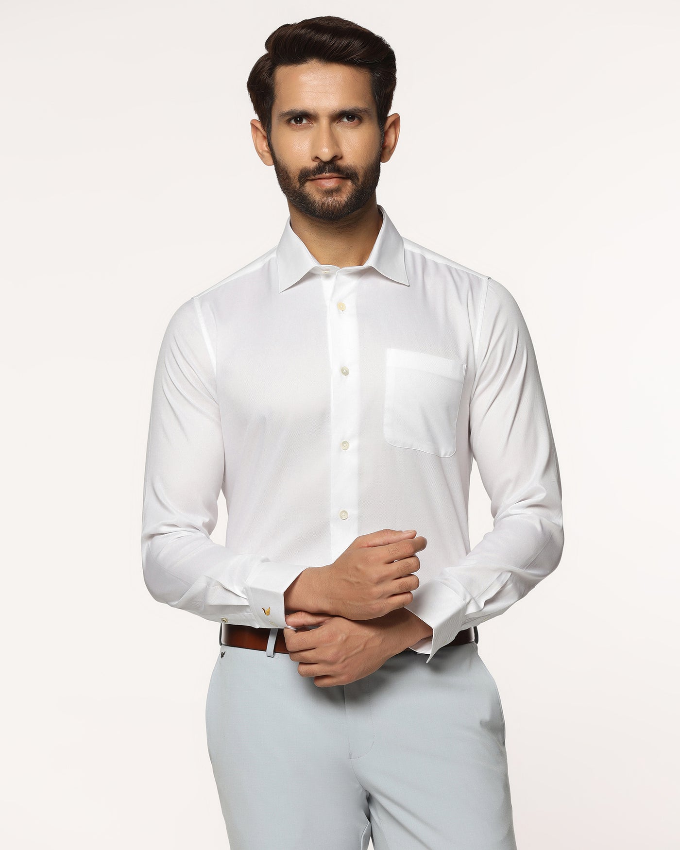 Buy Twix Luxe White Textured Shirt Online India