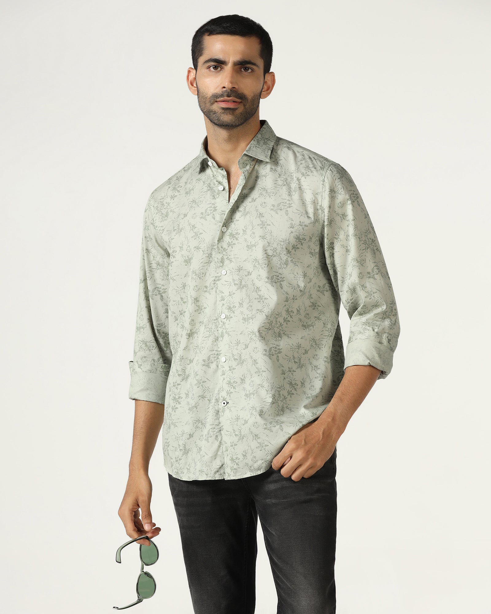 Buy Mint Printed Shirt From Holten Collection Online