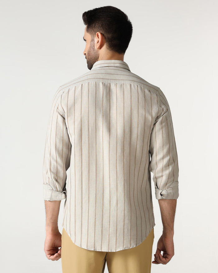 Buy Natural Linen Stripe Shirt From Raydon Collection Online