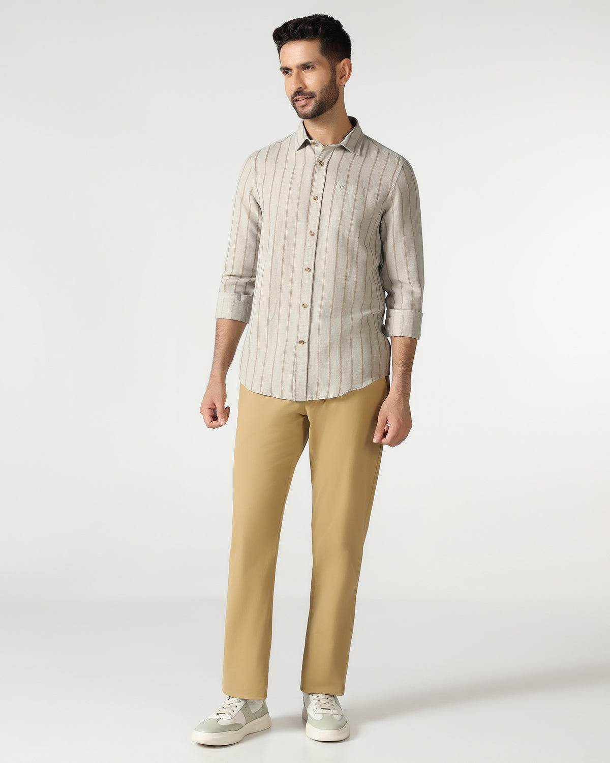 Buy Natural Linen Stripe Shirt From Raydon Collection Online