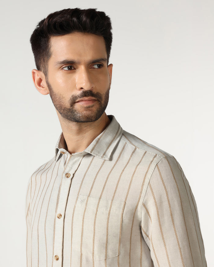 Buy Natural Linen Stripe Shirt From Raydon Collection Online