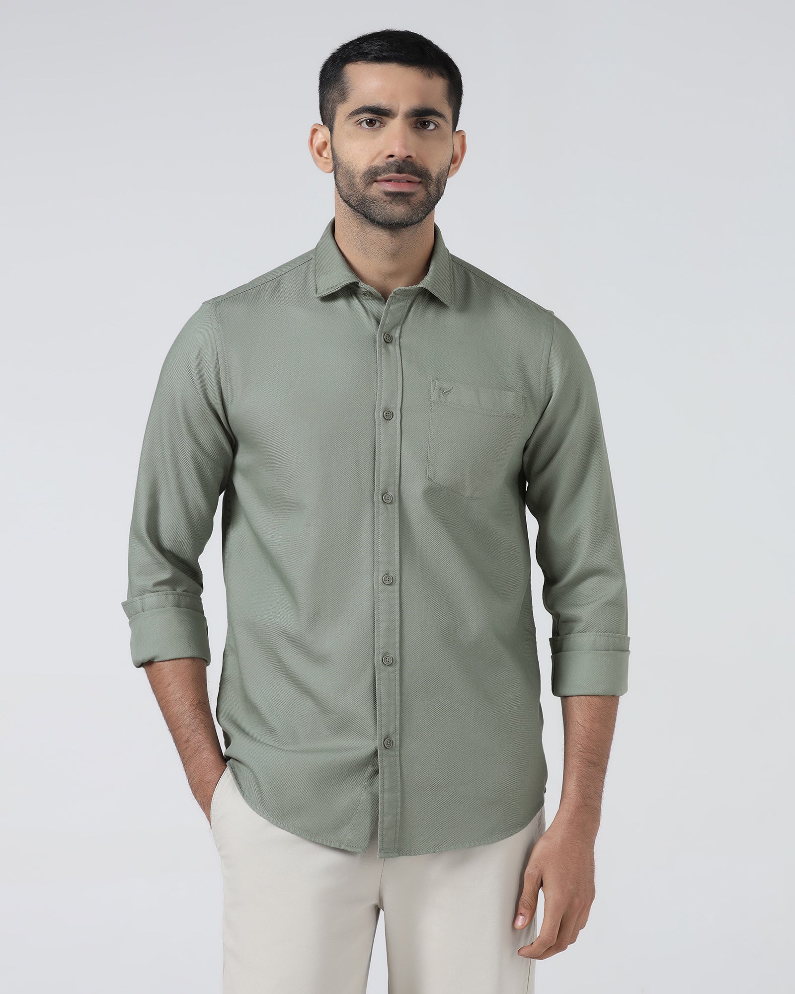 Buy Olive Textured Shirt - Caty Online